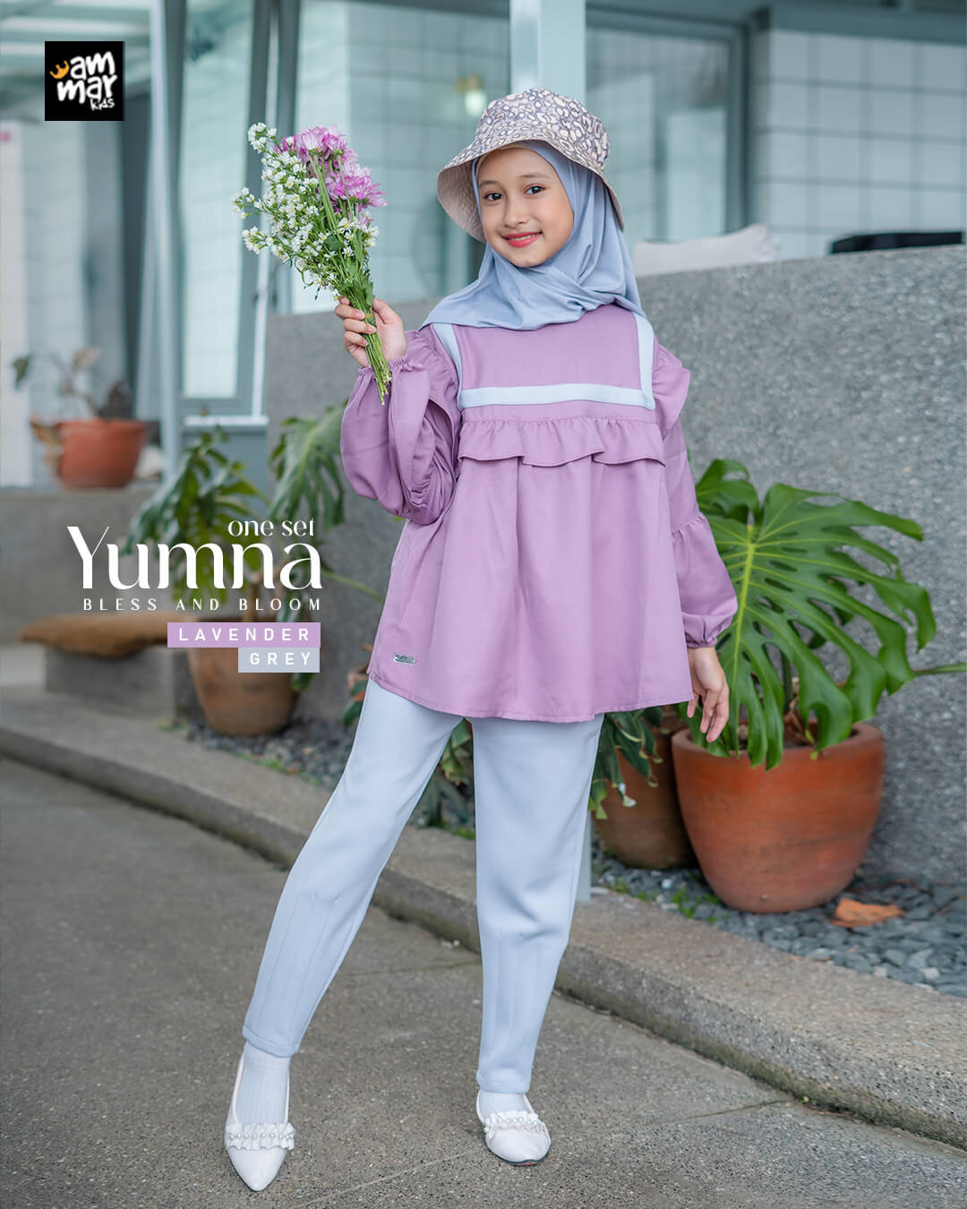 Baju Setelan Anak Perempuan - Yumna One Set Lavender Grey Baju Setelan Anak Perempuan - Yumna One Set Lavender Grey